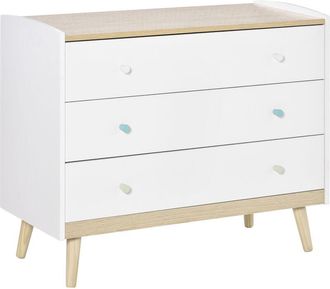 HOMCOM Homcom - Commode 3 tiroirs design scandinave meuble de rangement chambre mdf blanc aspect chêne clair piètement effilé bois massif de pin