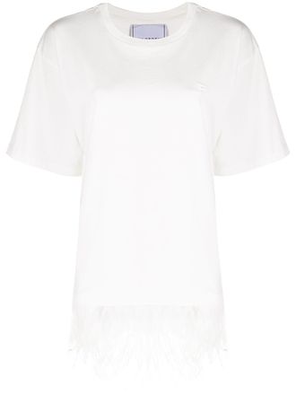Philosophy di Lorenzo Serafini T-Shirt mit Federn - Wei&szlig;