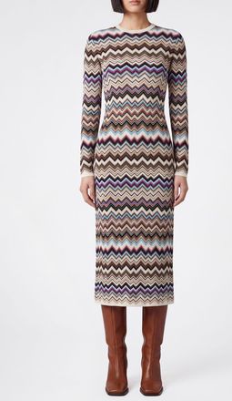 Missoni Mini-robe en jersey de maille &agrave; motif zigzag multicolore