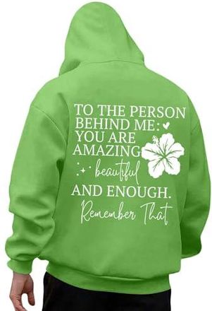 Generic 2026 Pull à capuche à manches longues et poche pour homme et femme Motif noix de coco, Vert, 3XL