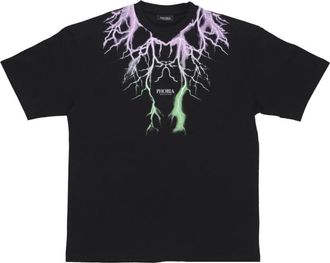 Phobia Archive Homme, Tops, Noir, Taille: XL Bicolor Lightning Print Tee