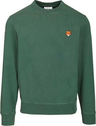 Maison Kitsun&eacute; Homme, Sweatshirts et sweats &agrave; capuche, Vert, Taille: S Fox Head SweaT-shirt