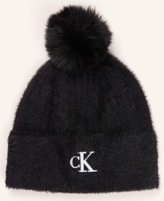 Calvin Klein M&uuml;tze Mit Kunstfell schwarz