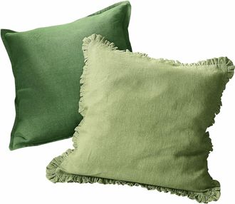 Loberon Kissenhülle 2er Set Mormant, EIN Bezug mit Rüschenrand, charaktervolle Struktur, stilvoller Knopfverschluss, Kissenbezug, Wohntextilien, Wohn-Accessoi