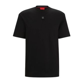 HUGO BOSS Schwarzes T-Shirt mit Metalllogo - - Tops - Herren - Schwarzk - S