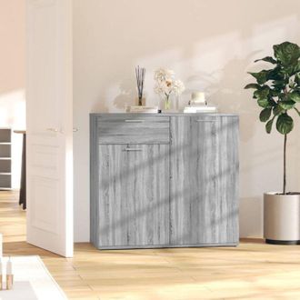 vidaXL Vidaxl - Buffet sonoma gris 80x36x75 cm - Bois ding&eacute;nierie - Design flexible avec porte et tiroir r&eacute;versibles - Grand espace de rangement