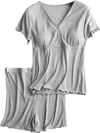 Generic Pyjama en Satin Doux et Confortable pour Femme - Ensemble Pyjama de maternit&eacute; pour Les m&egrave;res allaitantes - V&ecirc;tement de d&eacute;tente Post-Partum avec Soutie