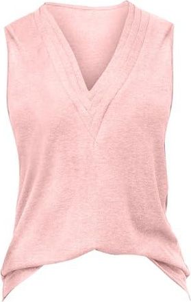 Generic Chemise unie à manches courtes pour femme - Imprimé décontracté - Manches courtes - Col en V - T-shirt ample - Chemisier - Vêtements pour la vie quoti