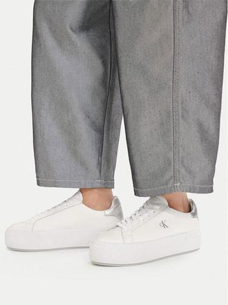 Calvin Klein Sneakers Flatform Lace Up Lth Met YW0YW01929 Wei&szlig;