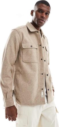 Only & Sons Hemdjacke in Wolloptik in Beige-Neutral