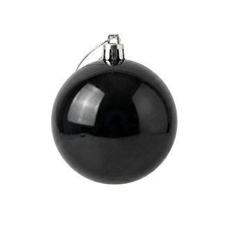 Shatchi 20 cm gro&szlig;e, Schwarze Weihnachtskugel, PVC, bruchsicher, gl&auml;nzende Oberfl&auml;che, Festliche Weihnachtsbaum-H&auml;ngedekoration, rundes Ornament f&uuml;r Urlaub, H