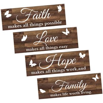 Lurrose Holz Wandschild Satz mit Schmetterling Wanddekoration Inspirierende Glaubenskunst Selbstklebend f&uuml;r Wohnzimmer Schlafzimmer K&uuml;che Kreative Heimdeko