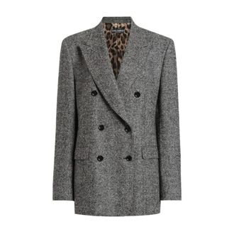 Dolce & Gabbana Femme, Vestes, Gris, Taille: 36 FR Veste Chevron Croisée