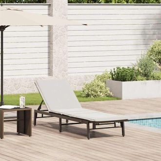 vidaXL Sonnenliege mit Auflage Braun Poly Rattan - Vidaxl