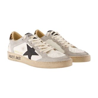 Golden Goose Mens Ballstar Sneakers - Golden Goose Deluxe Brand Leather White Calfskin Shoes