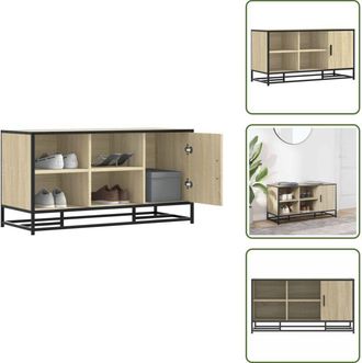 vidaXL The Living Store - vidaXL Schuhbank Sonoma-Eiche 100x40x53,5 cm Holzwerkstoff und Metall