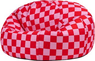 Icon Brand Kingston Sitzsack für Erwachsene, Rosa Kariert, Gaming Sitzsack mit Füllung, Bean Bag, Wasserabweisender Stoff, Bequemer Sessel für Wohnzimmer, Schlaf