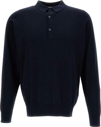 John Smedley Homme, Tops, Bleu, Taille: 2XL Polo &agrave; manches longues Bradwell