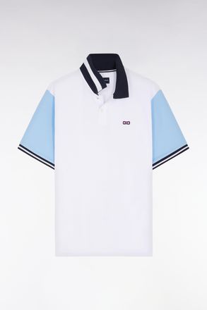 Eden Park Polo À Manches Courtes En Coton Blanc Jacquard Dos Eden Park Coupe Décontractée