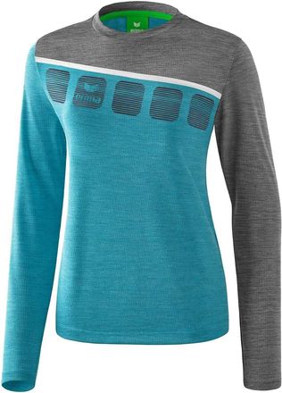 Erima Damen 5-C Longsleeve, oriental blue melange/grau melange/wei&szlig;, 40