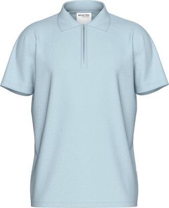 Selected Herren Slhfave Zip Ss Polo Noos, Winter Sky, XL EU