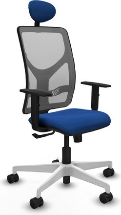 Piqueras y Crespo Stuhl mit 1D-Armlehnen, h&ouml;henverstellbare Lendenwirbelst&uuml;tze und festes Kopfteil, ausgestattet mit 3 Positionen und Schneidschaum, Grau/Blau