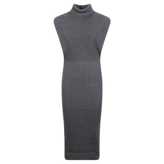 Twinset Robe longue c&ocirc;tel&eacute;e &agrave; col roul&eacute; - Femme - Robes - Gris - Taille: 38 FR