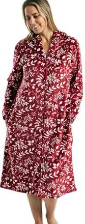 Marlon Peignoir Serena en polaire gaufr&eacute;e avec fermeture &eacute;clair sur le devant pour femme, Cerise fonc&eacute;e, XL