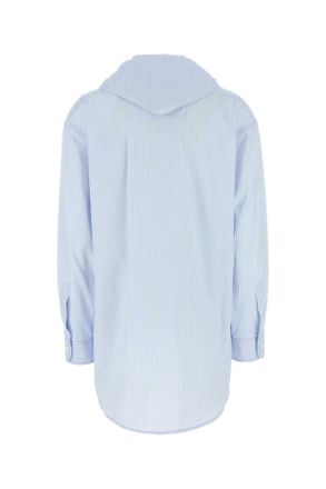 Miu Miu Womens Embroidered Poplin Shirt Blue Trochusniloticus