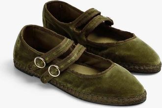 Scalpers Chaussons en velours à deux brides - Kaki-Vert