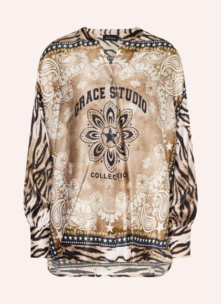Grace Grace Satinbluse braun