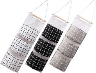 BESPORTBLE 3 St&uuml;ck Teiliges Wandh&auml;ngendes Aufbewahrungsset Baumwolle und Leinen Gro&szlig;er Stauraum f&uuml;r Schlafzimmer Bad K&uuml;che Platzsparender Organizer f&uuml;r T&uuml;r Wandg