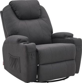 MCombo M Mcombo Massagesessel Fernsehsessel Relaxsessel 7020, mit Heizung, Dreh 360° Schaukel, manuell verstellbar (Dunkelgrau- Mikrofaser)