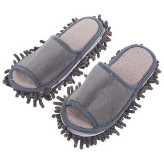BESTONZON Pantoufles Balai en Microfibre Gris Taille S Pantoufles DIntérieur pour Nettoyage Rapide des Sols en Coton Réutilisables pour Maison et Usage Quotidie