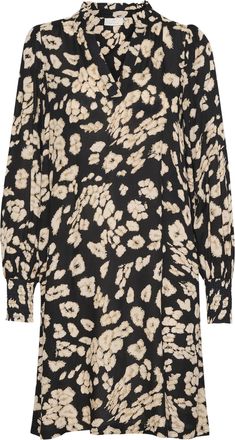 Kaffe Kleid KAbeathe 38, Black/Sand Leo Print 38