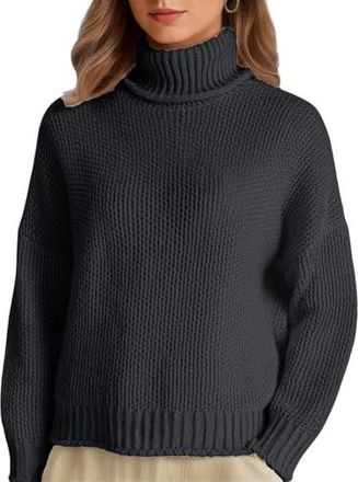 Generic Pull Femme Chic Et Elegant Mode Fashion Blanc Pulls Cachemire Sweaters V&ecirc;tements Long Hiver WomenS Laine Pulls, Gilets Et Sweats Femmes Haut Col Roul&eacute;