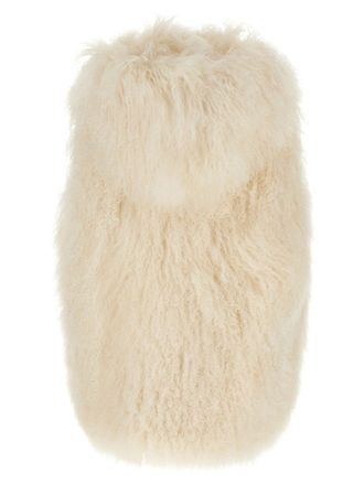 Yves Salomon Long-Haired Lamb Fur Vest - Cream