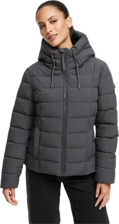 Marikoo Damen Winterjacke (XS-XXL) - gesteppt, mit Kapuze, hochschlie&szlig;ender Kragen - N098 - Anthrazit Gr&ouml;&szlig;e XL - Gr.XL