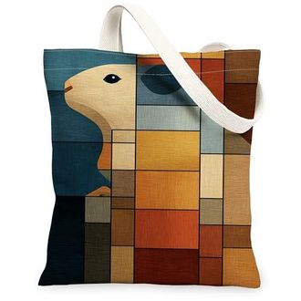 Generic Sacs fourre-tout en toile motif animal, design abstrait moderne, sacs d&eacute;picerie, sacs d&eacute;picerie r&eacute;utilisables, l&eacute;gers et lavables avec bandouli&egrave;re, mu