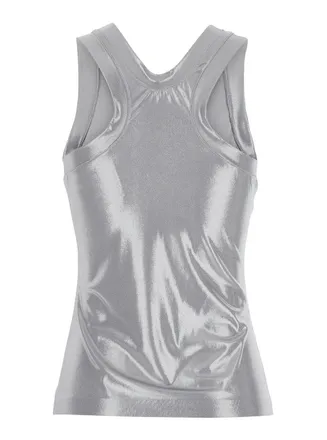 Norma Kamali Womens T-Shirt Racer Metallic Cotton Top