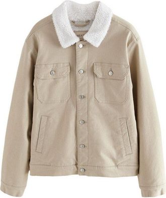 Next Jeansjacke Jeans-Truckerjacke mit Teddyfellkragen (1-St)