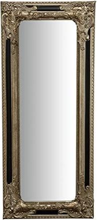 Biscottini International INTERNATIONAL Art Trading Wandspiegel lang 80x32x2cm / Wandspiegel schwarz glänzend/Schlafzimmerspiegel/Shabby Spiegel/Wandspiegel lang