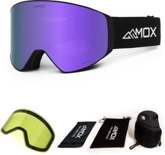 Mox Infinity II Black Skibrille - Disco Purple/Lila OTG, mit magnetische Wechselgl&auml;ser
