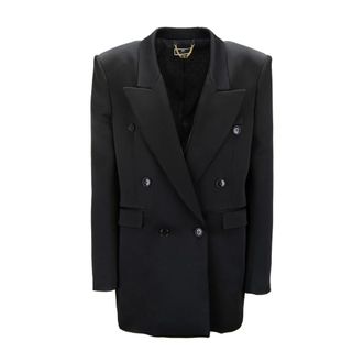 Elisabetta Franchi Femme, Vestes, Noir, Taille: 44 FR Blazer Classique Boutonné