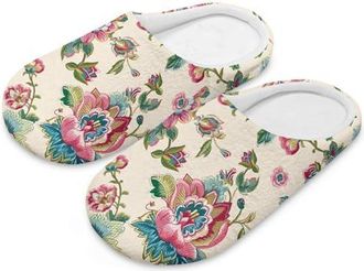 Coloranimal Chaussons de spa pour invit&eacute;s - Jetables et r&eacute;utilisables - Antid&eacute;rapants - Bout ferm&eacute;, Retro Flowe, 38.5/39.5 EU