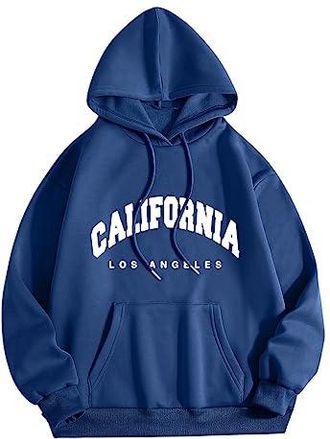 Generic Sweat &agrave; capuche Los Angeles California pour femme - Imprim&eacute; graphique - Uni - Esth&eacute;tique - Los Angeles - V&ecirc;tements &agrave; capuche - Manches longues avec po