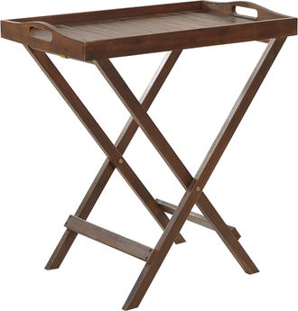 Beliani Garten-Teetisch Akazienholz Dunkelbraun abnehmbare Tischplatte Amantea