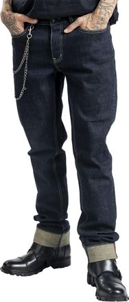 Rock Rebel by EMP Herren Blaue Jeans mit gesticktem Logo und Totenkopfnieten W33L34