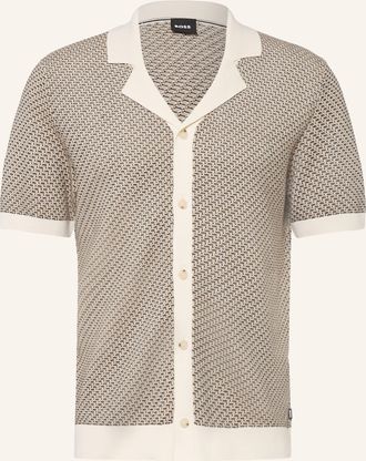 HUGO BOSS Strickhemd Lomare Regular Fit weiss