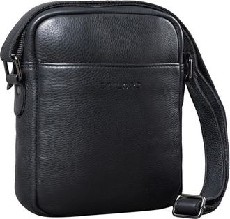 STILORD Nils Petite Sacoche en Cuir pour Homme Femme - Sac à Bandoulière, Besace, Porte Épaule, Messager Vintage, Couleur:Noir